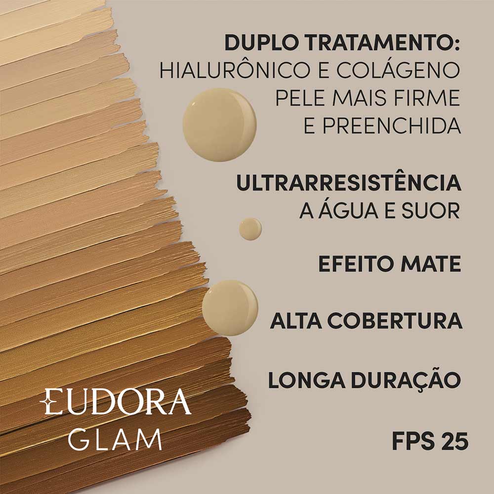 Base Líquida Eudora Glam Skin Perfection Cor 50 30ml - Drogaria Sao Paulo