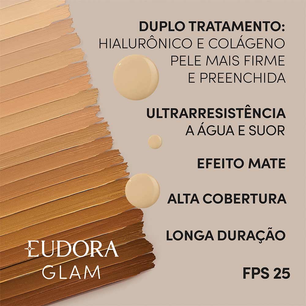 Base Líquida Eudora Glam Skin Perfection Cor 25 30ml - Drogaria Sao Paulo