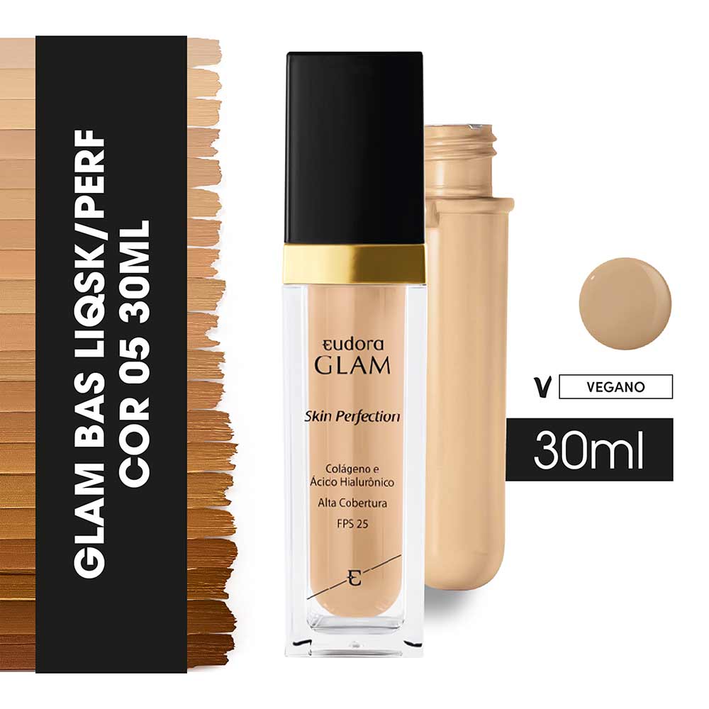 Base Líquida Eudora Glam Skin Perfection Cor 05 30ml - Drogaria Sao Paulo