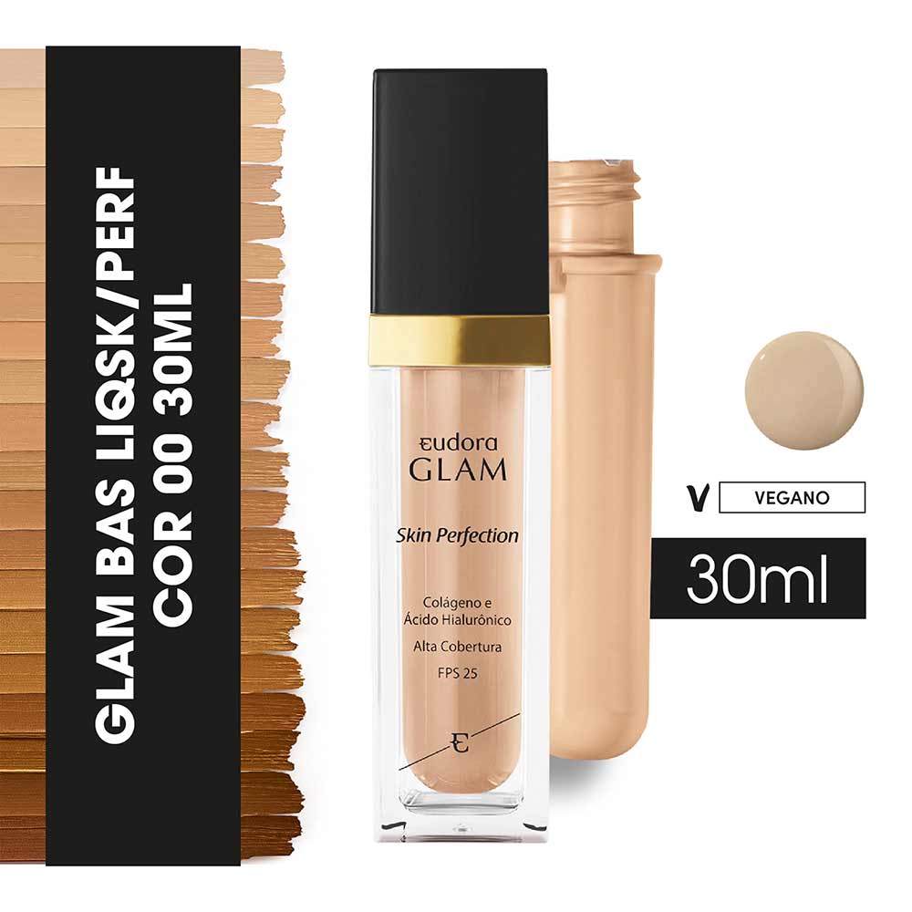 Base Líquida Eudora Glam Skin Perfection Cor 00 30ml - Drogaria Sao Paulo