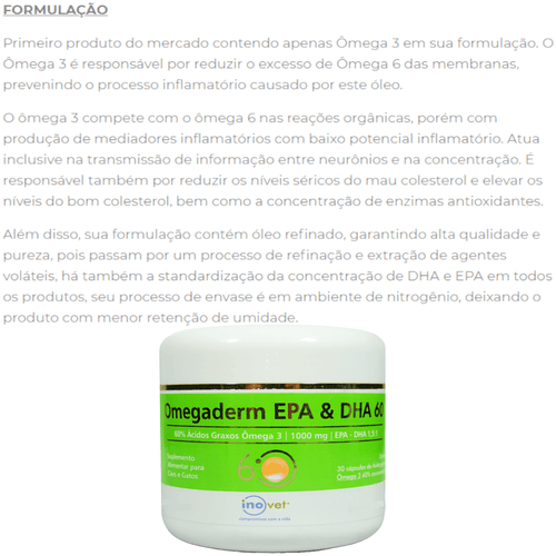 Omegaderm EPA & DHA 60 Suplemento Cães e Gatos 1000mg C/ 30 Cápsulas ...