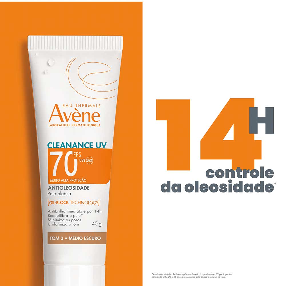 Protetor Solar Facial Avène FPS 70 Cleanance UV Antioleosidade Tom 3 Médio Escuro 40g - Drogaria ...