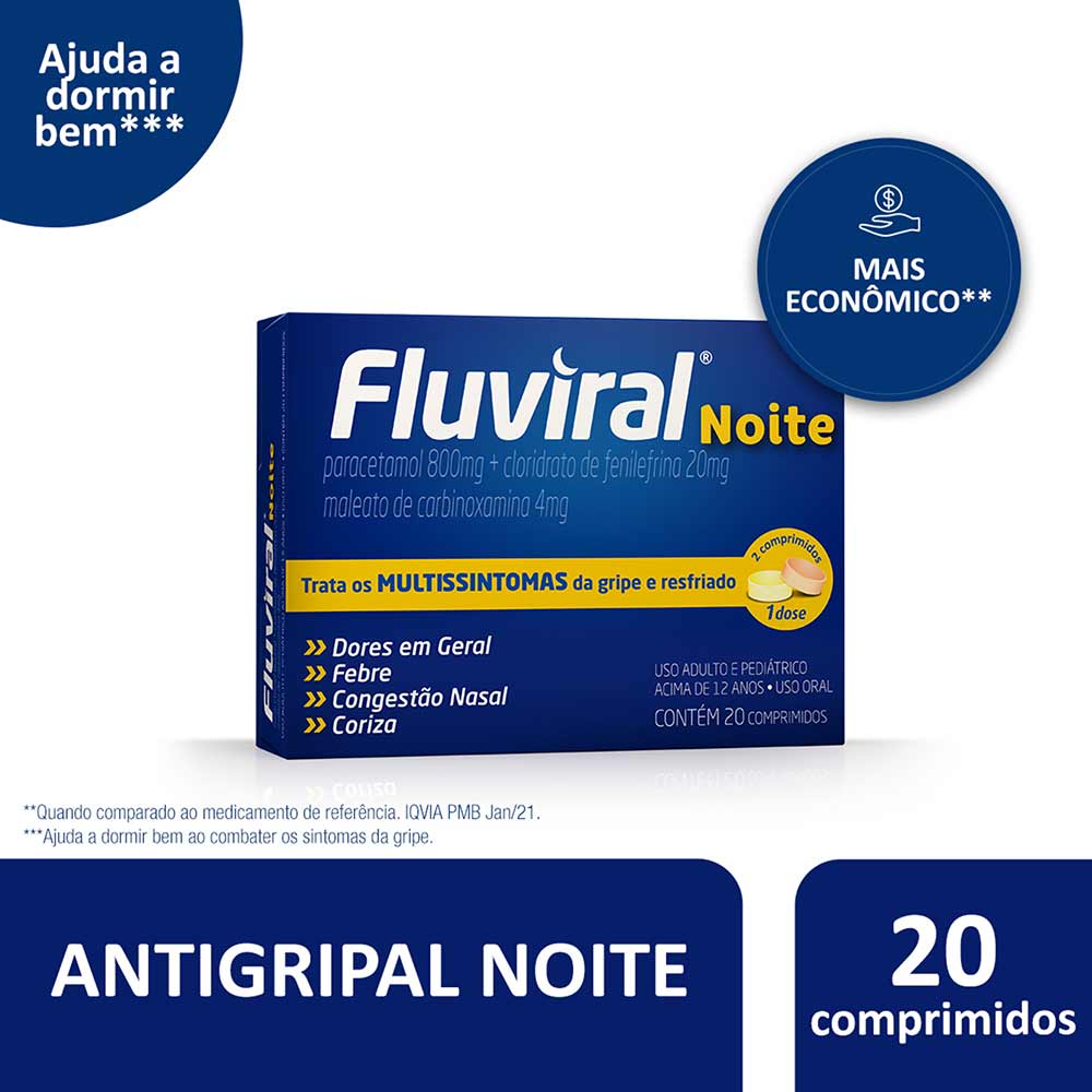 Antigripal Fluviral Noite 20 Comprimidos - Drogaria Sao Paulo