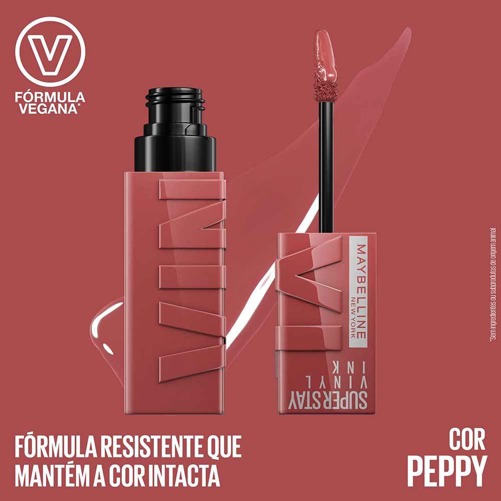 Batom Líquido Maybelline Superstay Vinyl Ink Peppy 4,2ml - Drogaria Sao ...