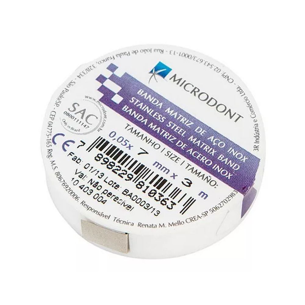 Banda matriz de Aço inox 7mm - Microdont - Drogaria Sao Paulo
