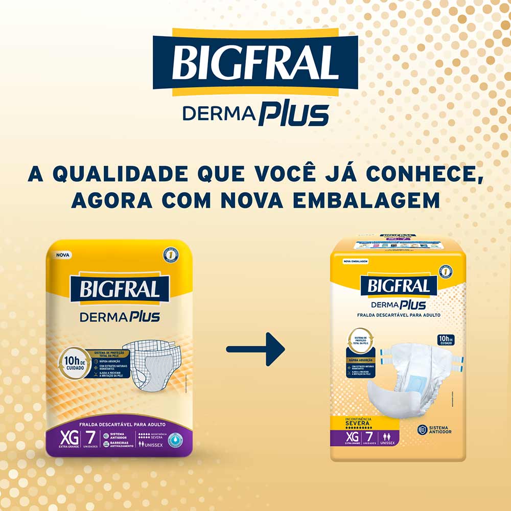 Fralda Geriátrica Bigfral Dermaplus XG 7 Unidades - Drogaria Sao Paulo