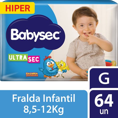 Fralda Babysec Ultrasec Hiper G 64 Unidades - Drogaria Sao Paulo