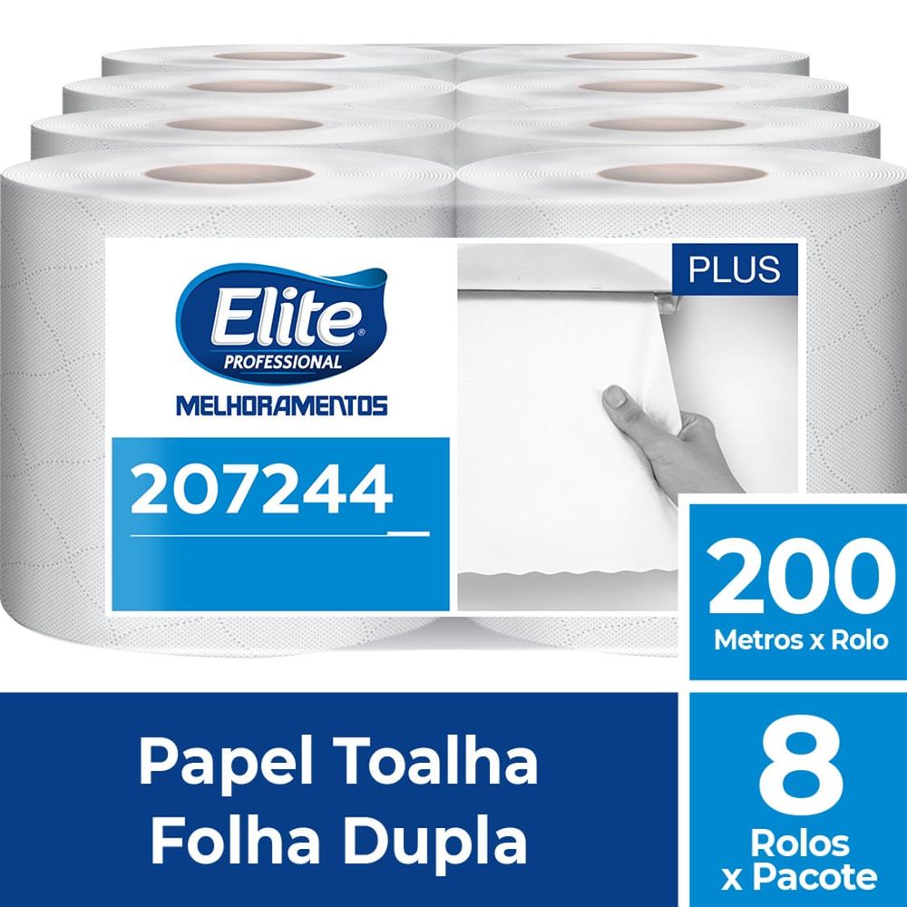 Papel Toalha Rolo Plus 8 Rolos Folha Dupla 200 M - Drogaria Sao Paulo