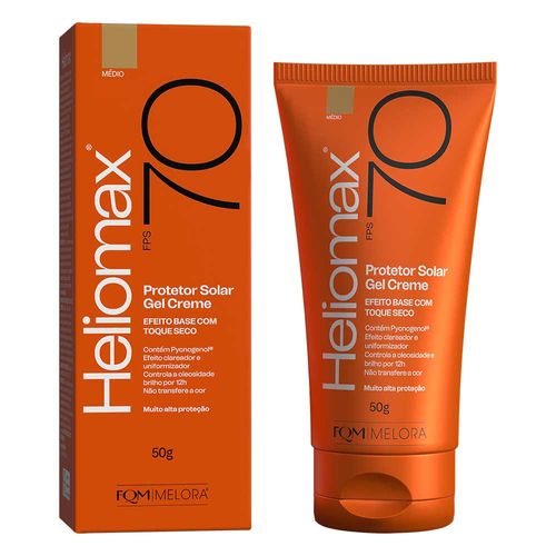 Protetor Solar Gel Creme Heliomax Efeito Base FPS70 Médio 50g ...