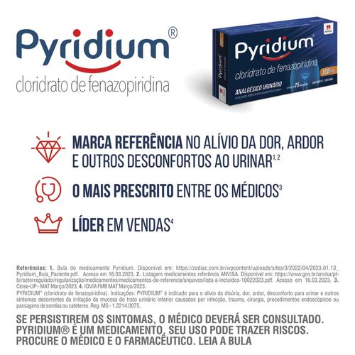 Pyridium 100mg 25 Drágeas - Drogaria Sao Paulo