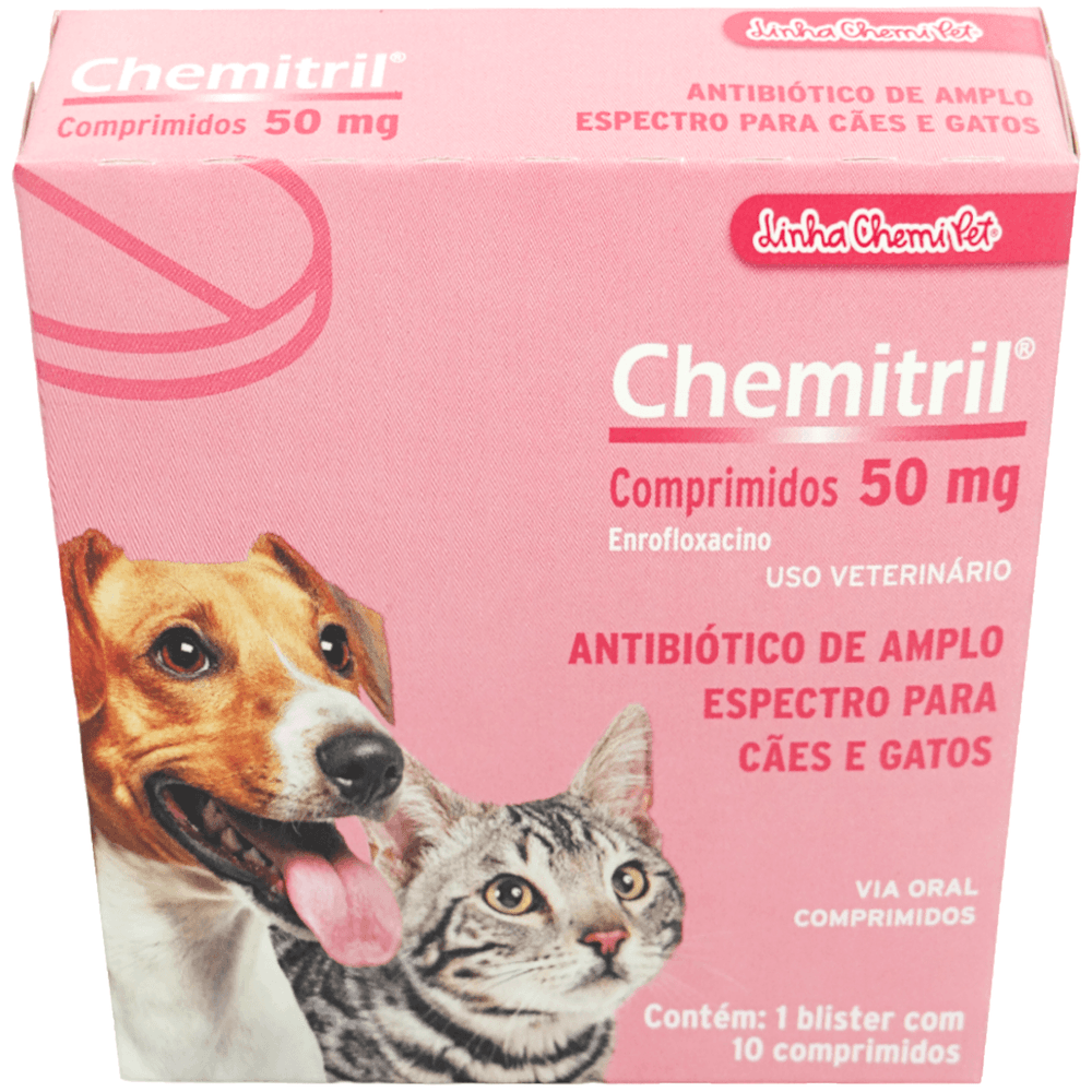 Chemitril 50mg Com 10 Comprimidos Para Cães e Gatos Chemitec Kit Com 4 ...