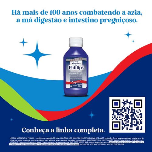Leite de Magnésia de Phillips Original 120ml - Drogaria Sao Paulo