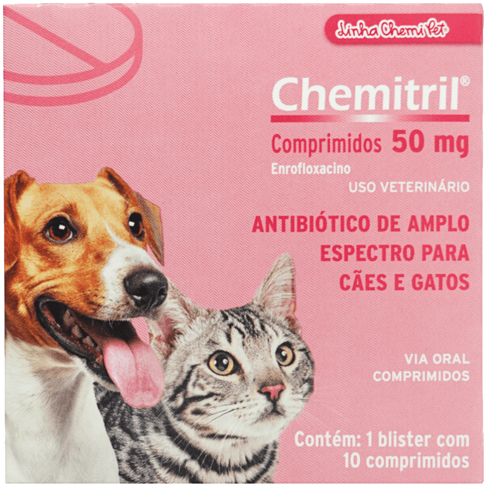 Chemitril 50mg Com 10 Comprimidos Para Cães e Gatos Chemitec Kit Com 10 ...